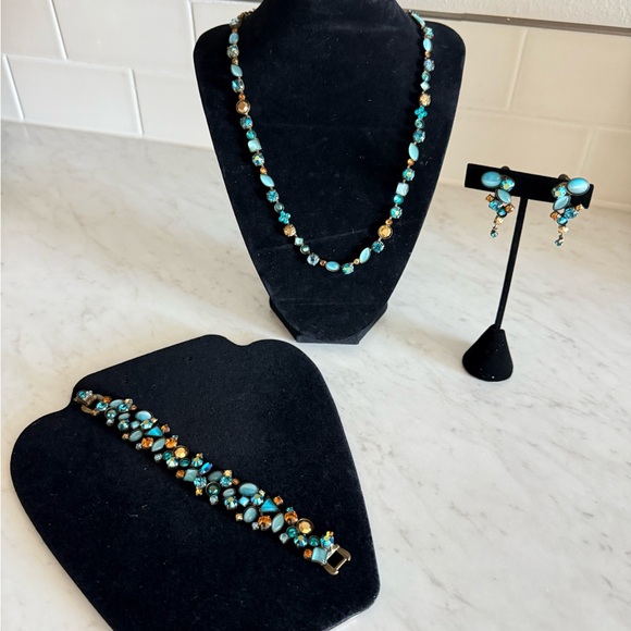 Sorrelli | Jewelry | Sorrelli Turquoise And Gold Necklace Set | Poshmark